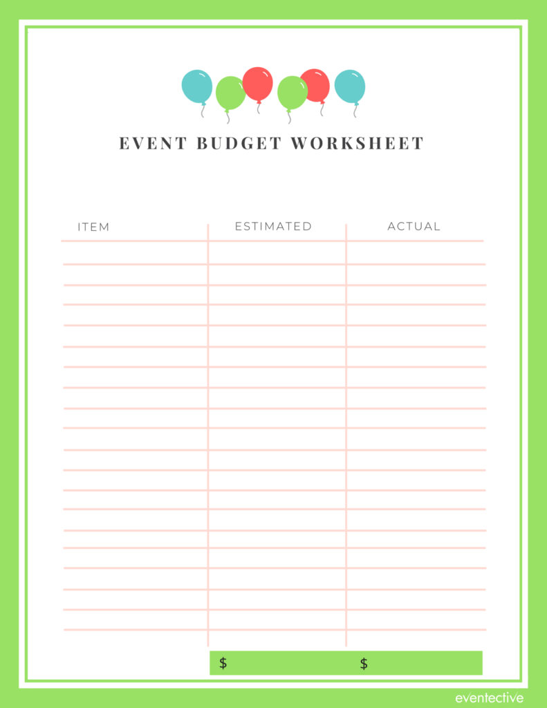 Event Budget Worksheet – Cheers and Confetti Blog by Eventective